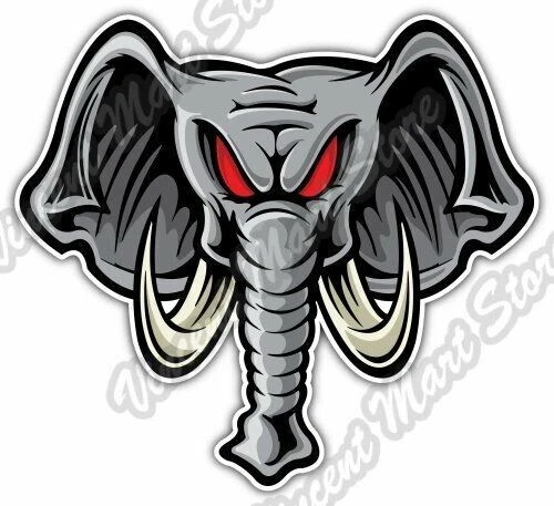 DOPASTICKER Devil Elephant Head Angry Face Evil Cartoon Car Sticker ...
