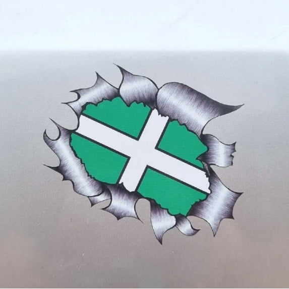 DOPASTICKER Devon Devonshire Flag Ripped Open Metal Sticker For Car ...
