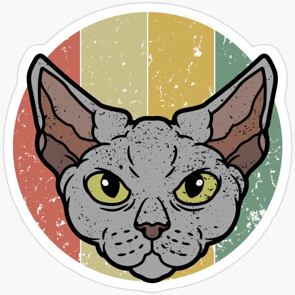 DOPASTICKER Devon Rex Cat Lovers Gift, Devon Rex Cat Retro Vintage ...