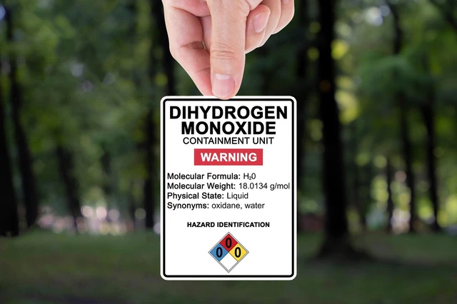 DOPASTICKER Dihydrogen Monoxide Sticker, Science, H2O Warning, Nerdy ...
