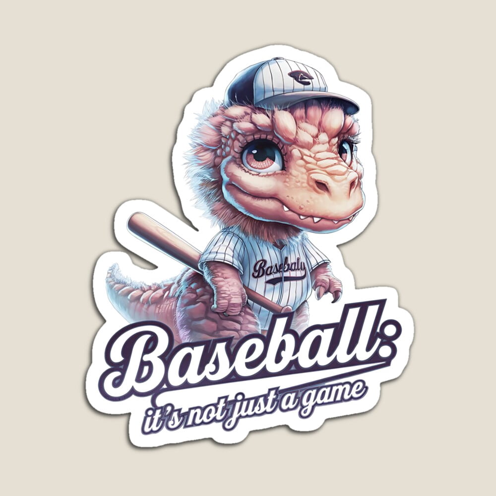 DOPASTICKER Dino Baseball - Home Run Hitter - Born To Baseball Mascot ...