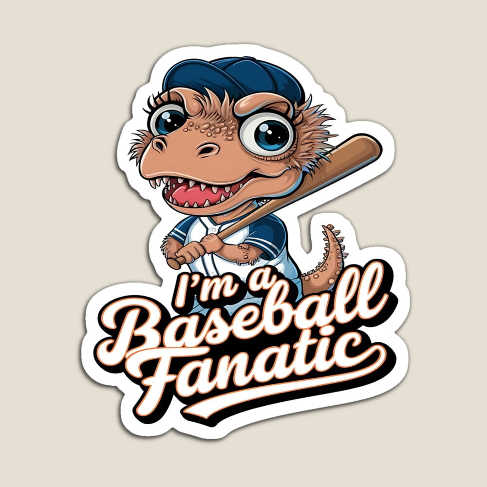 DOPASTICKER Dino Baseball - Home Run Hitter - Born To Baseball Mascot ...