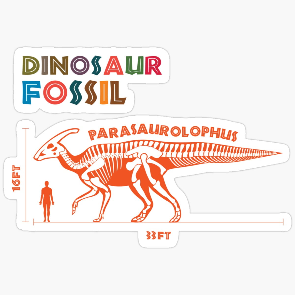 DOPASTICKER Dinosaur Fossil Art Glossy Sticker Waterproof Sticker For ...