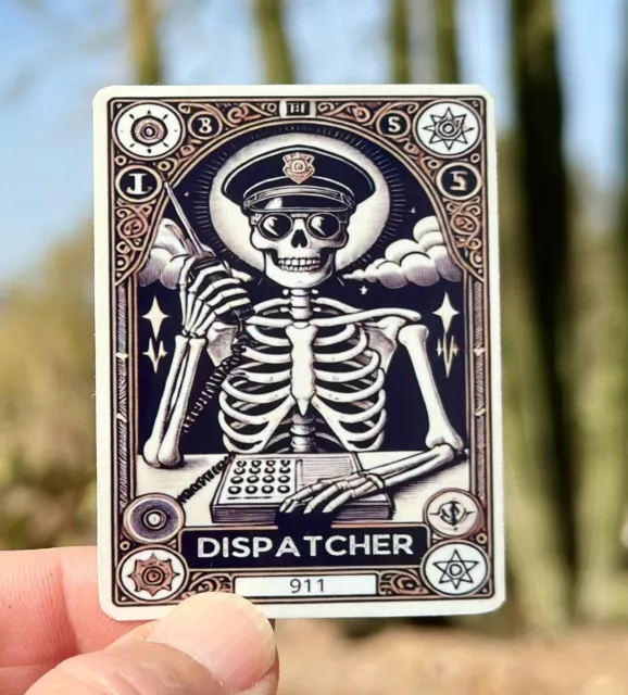 DOPASTICKER The Dispatcher Tarot Card Sticker, Decal, Skeleton, Police ...