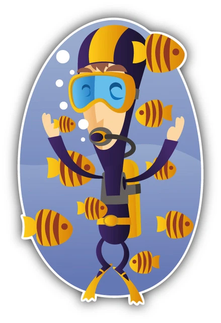 DOPASTICKER Diver Deep Sea Sticker Decal Phone Decal Water Bottle ...