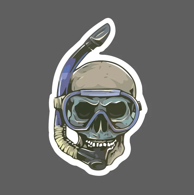 DOPASTICKER Diver Sticker Skull Snorkeling Bones Ocean Diving Cave ...