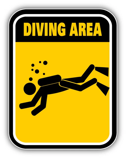 DOPASTICKER Diving Area Sign Sticker Decal Phone Decal Water Bottle ...