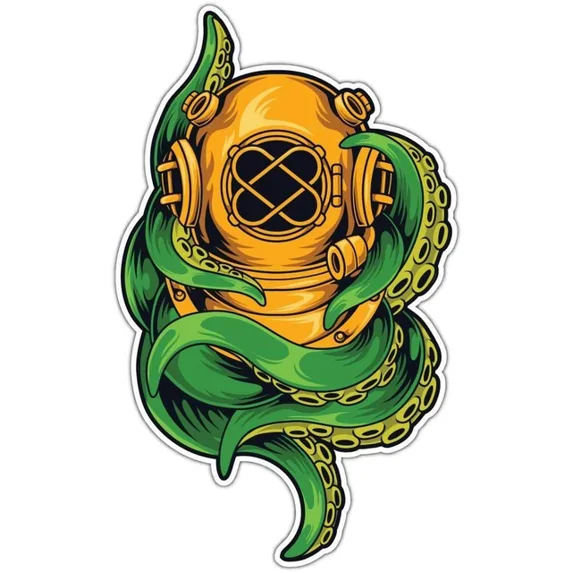 DOPASTICKER Diving Diver Octopus Sea Ocean Car Window Sticker Decal ...