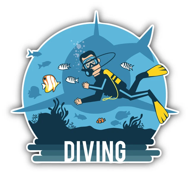 DOPASTICKER Diving Underwater World Label Sticker Decal Phone Decal ...