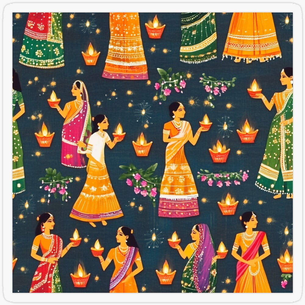 DOPASTICKER Diwali Sarees: Colors And Elegance Sticker Phone Decal ...