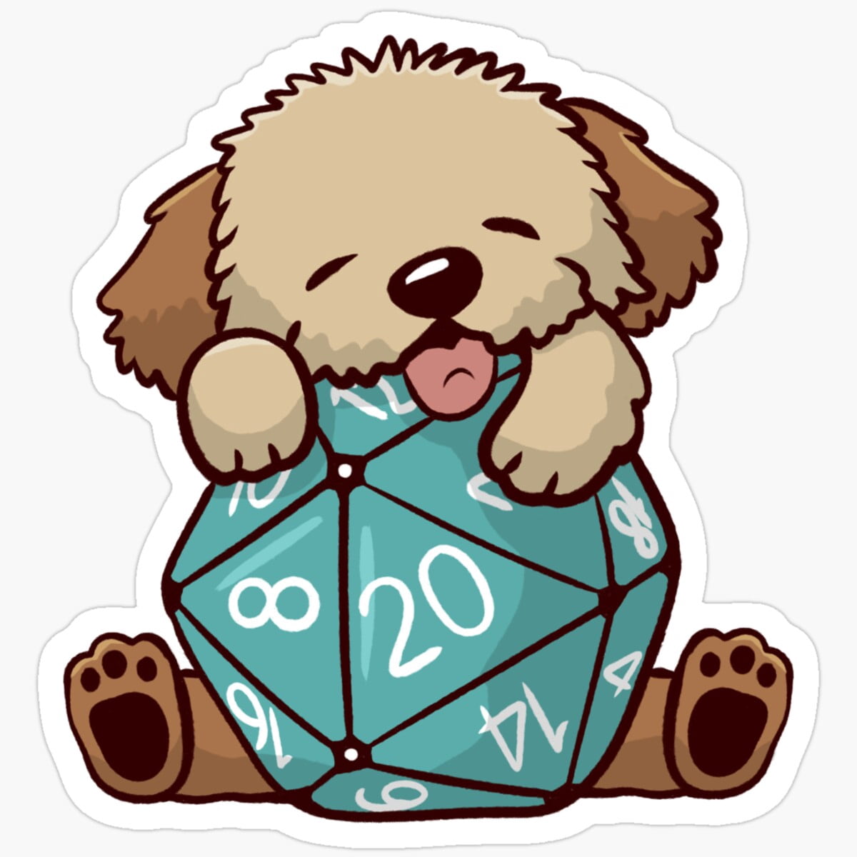 DOPASTICKER Dnd Dog D20 Sticker, Waterproof Decal For Pet Lovers Phone ...