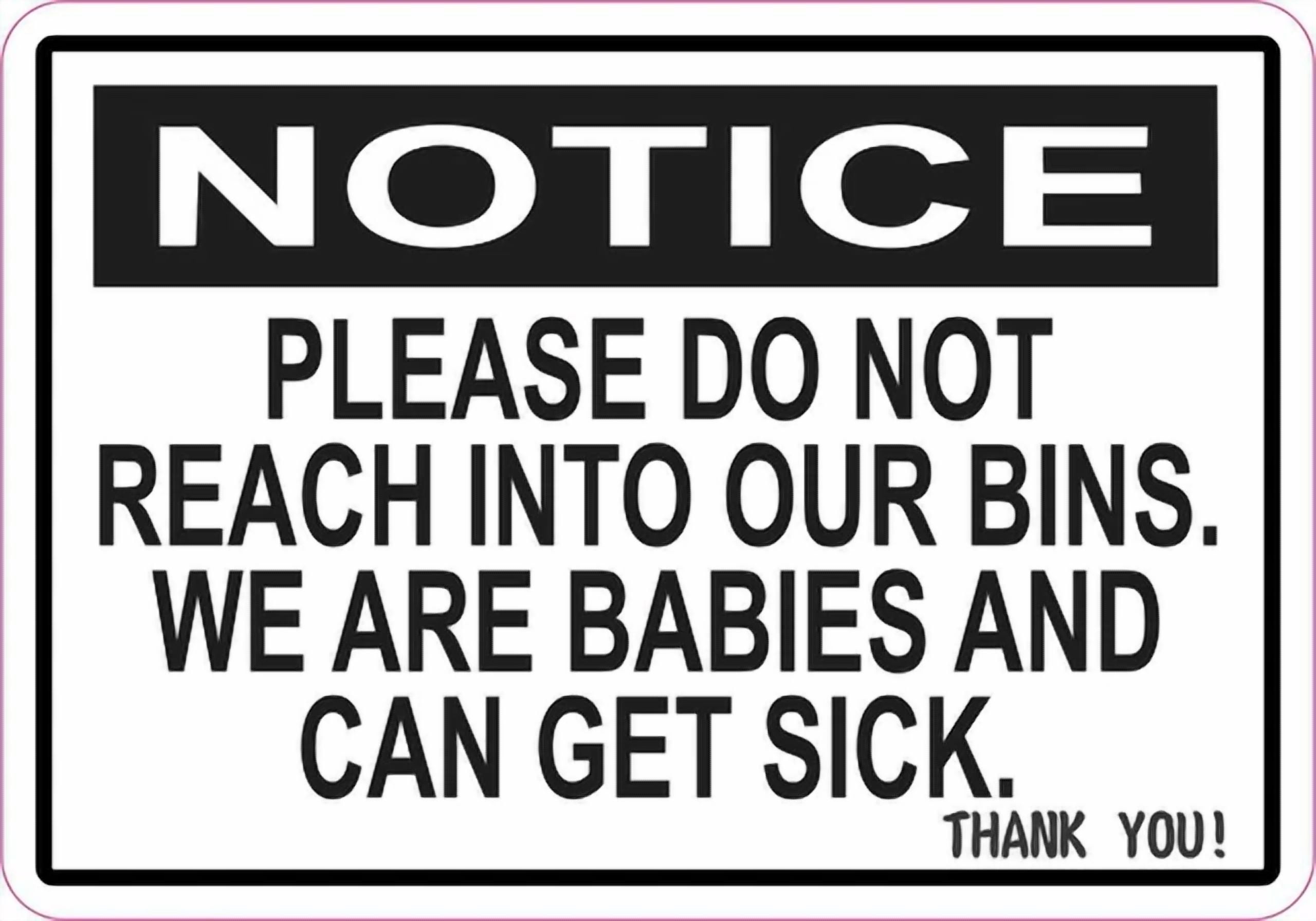 DOPASTICKER Do Not Reach Into Our Bins Sticker Animal Business Sticker ...