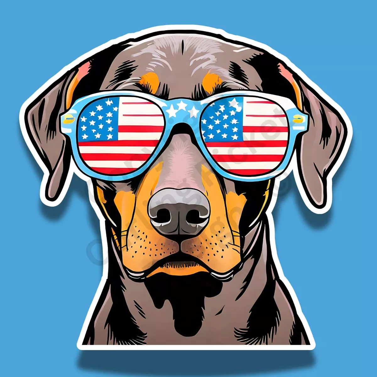 DOPASTICKER Doberman Pinscher Dog Wearing Sungles Cute Breed Sticker ...