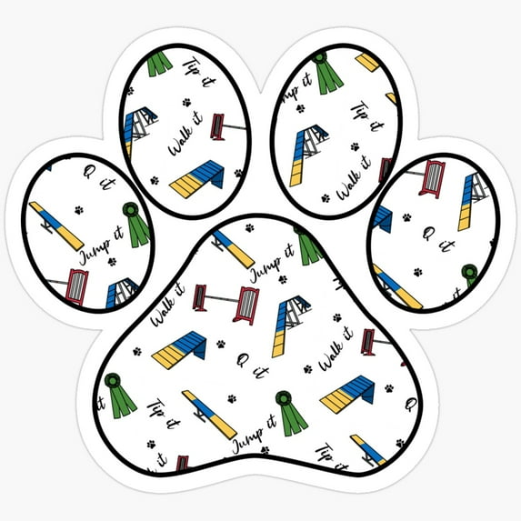 DOPASTICKER Dog Agility Day Paw Print Sticker, Waterproof Sticker For ...