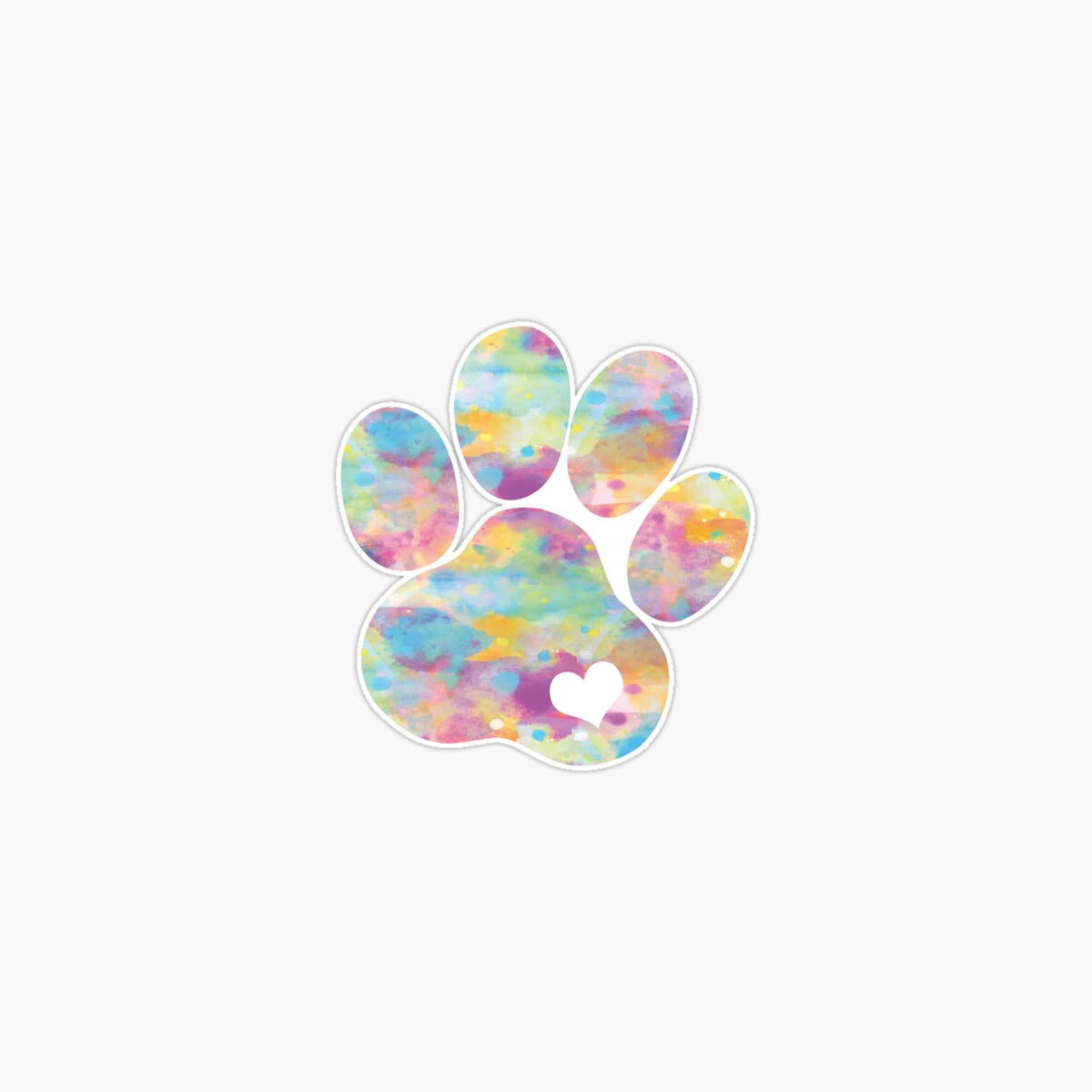 DOPASTICKER Dog Paw Print With Heart Sticker, Phone Sticker Car ...