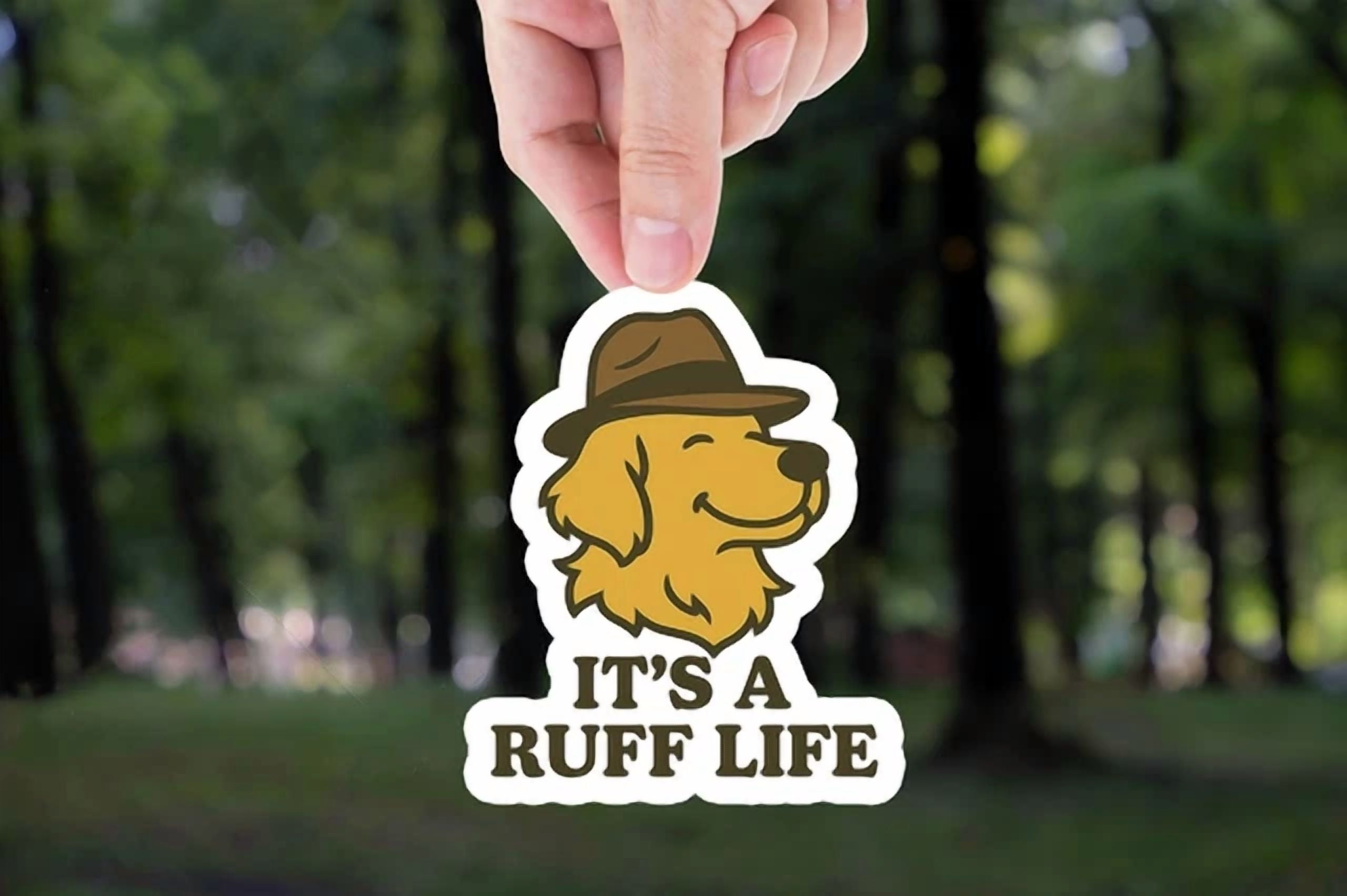 DOPASTICKER Dog Sticker, It'S A Ruff Life, Dog Pun Decal, Golden ...