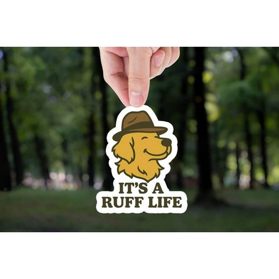 DOPASTICKER Dog Sticker, It'S A Ruff Life, Dog Pun Decal, Golden ...