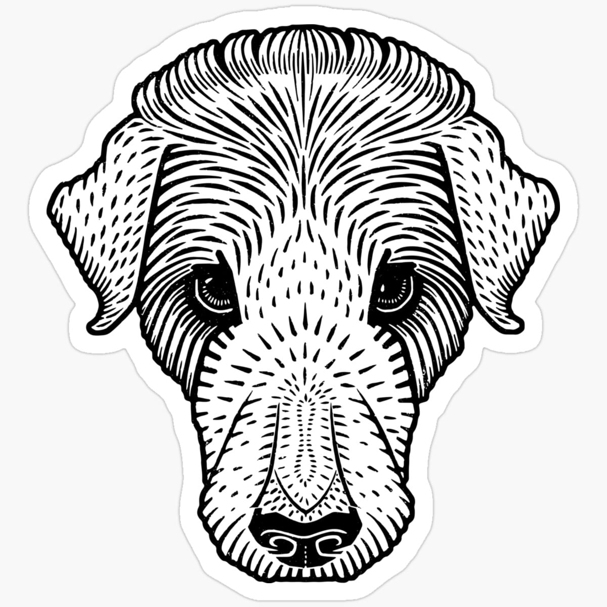 DOPASTICKER Dog Woodblock Print Sticker Birthday Gifts - Decorative ...