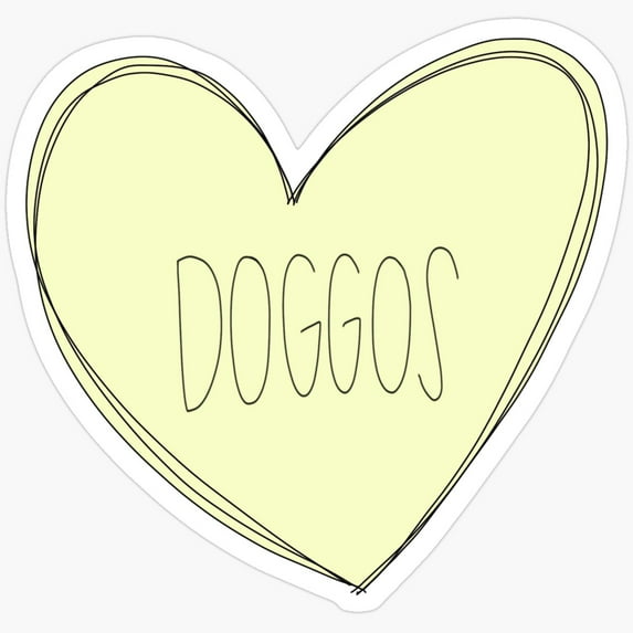 DOPASTICKER Doggos Heart Yellow Sticker, Waterproof Sticker For Pet ...