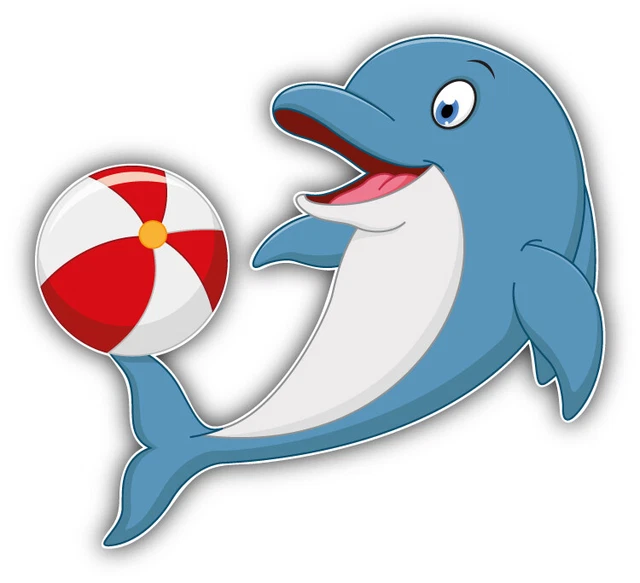 DOPASTICKER Dolphin Cartoon Sticker Decal Phone Decal Water Bottle ...