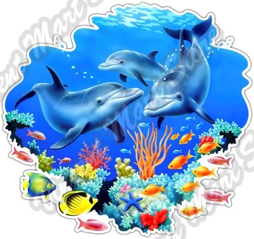 DOPASTICKER Dolphin Play Fish Sea Life Ocean Dolphins Car Sticker Decal ...