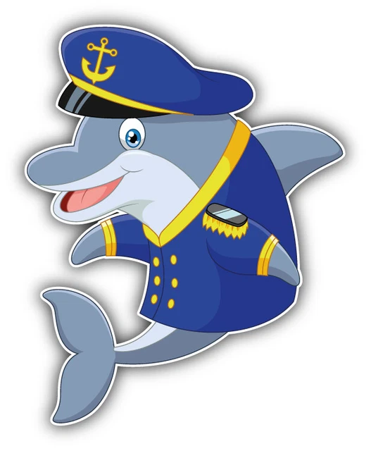 DOPASTICKER Dolphin Sailor Cartoon Sticker Decal Phone Decal Water ...