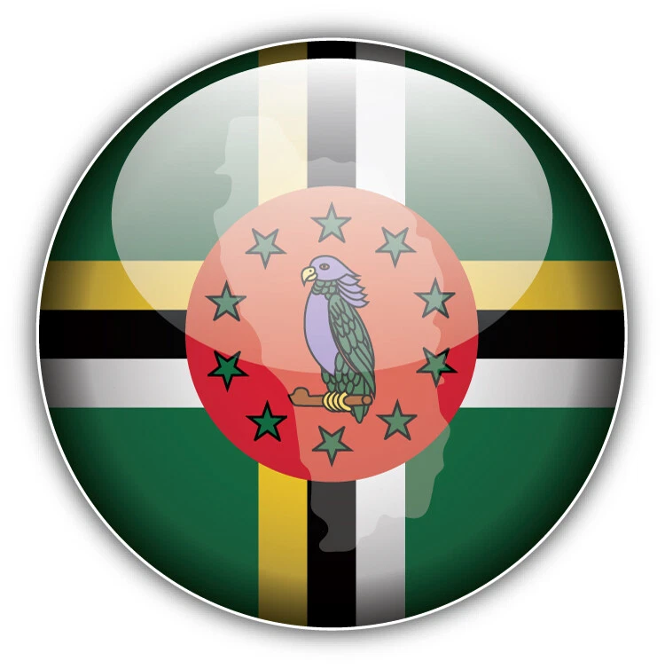 DOPASTICKER Dominica Glossy Map Flag Label Car Bumper Sticker Decal ...