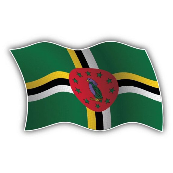 DOPASTICKER Dominica Wavy Flag Car Bumper Sticker Decal Gift You ...