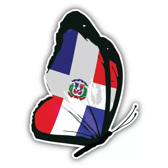 DOPASTICKER Dominican Republic Flag Butterfly Car Bumper Sticker Gift ...