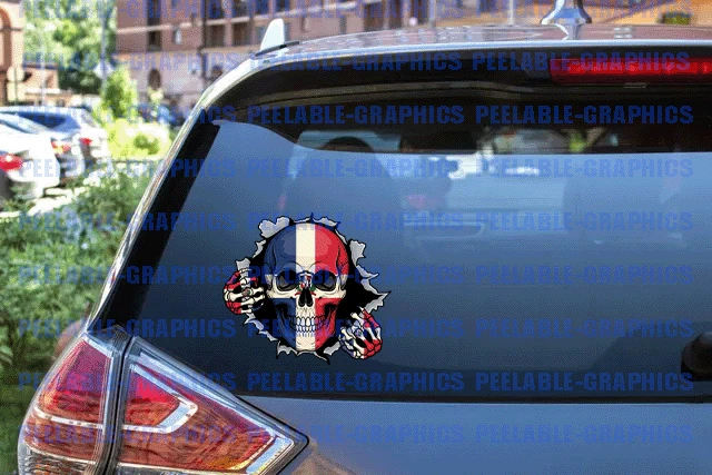 DOPASTICKER Dominican Republic Flag Skull Peeking Effect Sticker ...