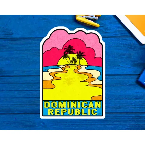 DOPASTICKER Dominican Republic Punta Cana Sticker Sunset Palm Trees ...