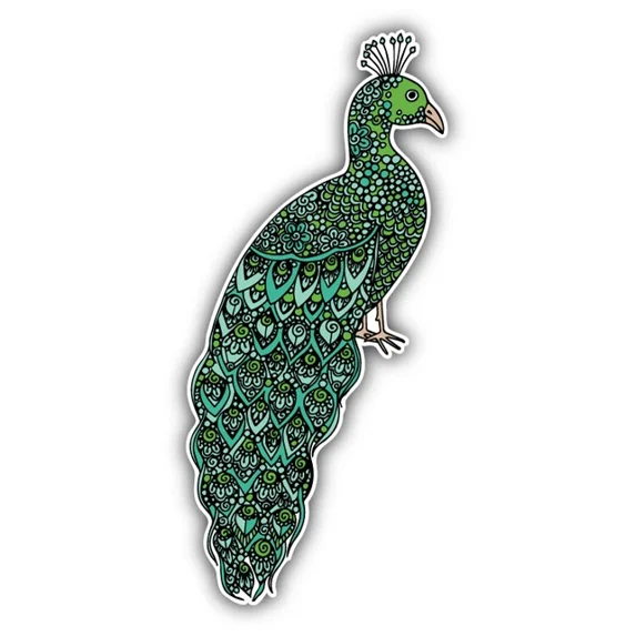 DOPASTICKER Doodle Peacock Sticker Decal Phone Decal Water Bottle ...