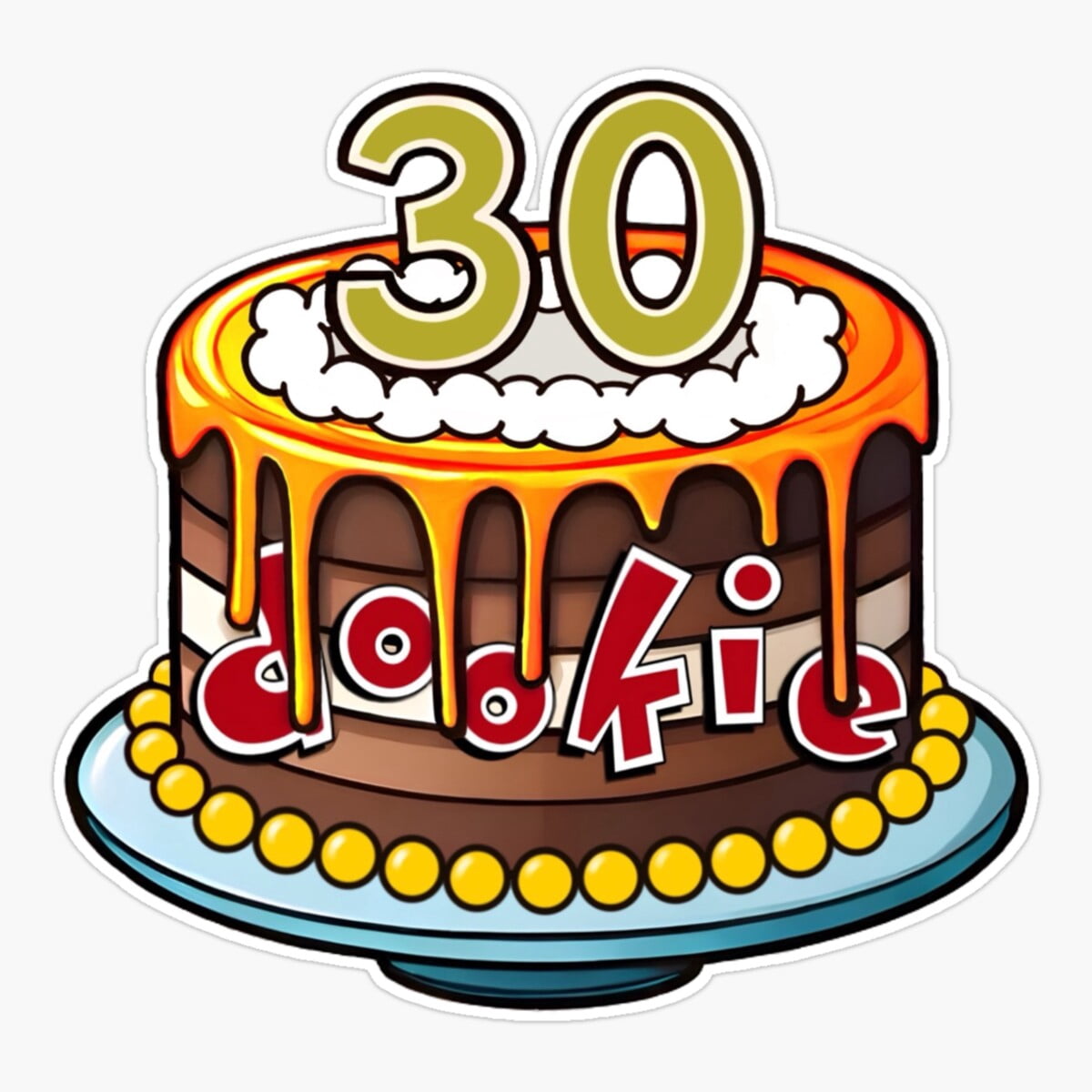 DOPASTICKER Dookie 30 Cake Sticker, Phone Sticker Water Bottle Sticker ...