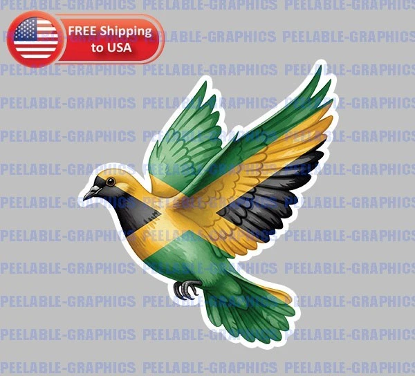 DOPASTICKER Dove Jamaica Flag Jamaican Sticker Phone Sticker, Latop ...
