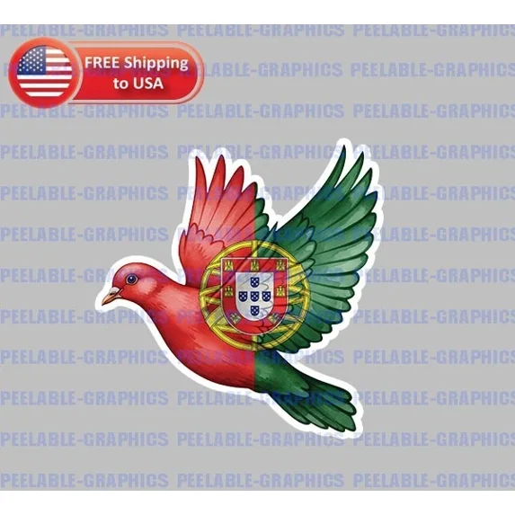 DOPASTICKER Dove Portugal Flag Portuguese Sticker Phone Sticker, Latop ...