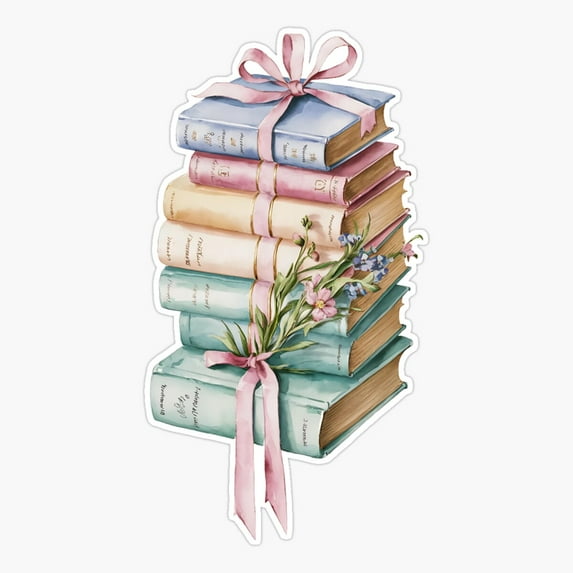 DOPASTICKER Dreamy Pastel Books Sticker, Phone Sticker Water Bottle ...