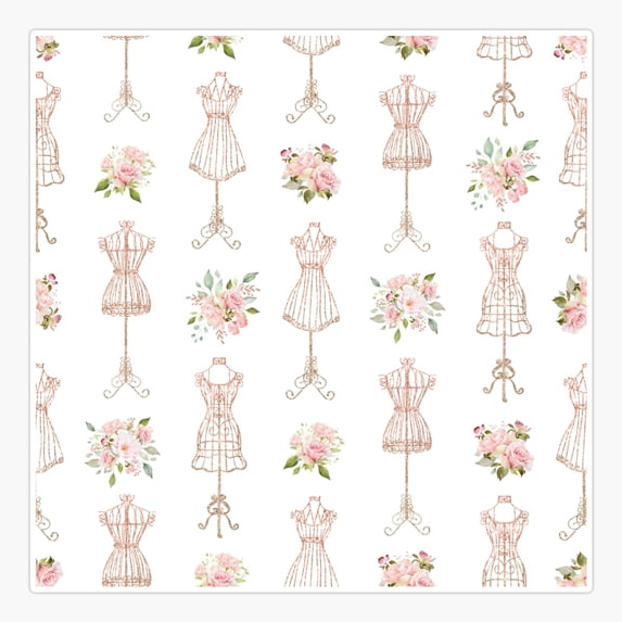 DOPASTICKER Dress Form, Floral Bouquet, White Background Sticker, Phone ...