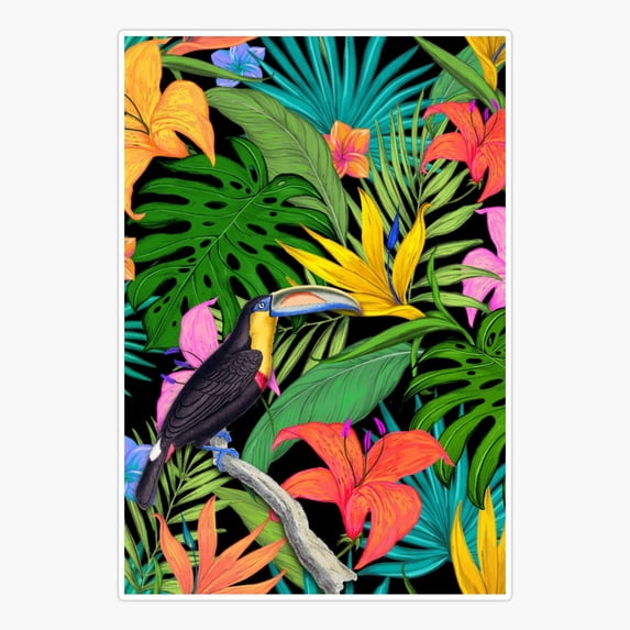 DOPASTICKER Drive You Mad Hibiscus - Popular Seamless Tropical Nature ...