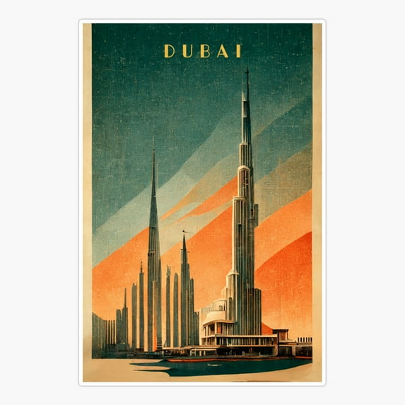 DOPASTICKER Dubai Art Deco Sticker, Phone Sticker Water Bottle Sticker ...