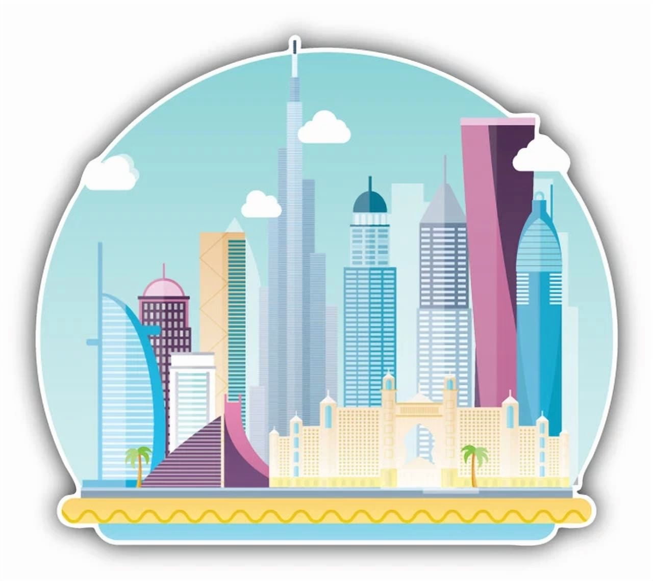 DOPASTICKER Dubai City View Sticker Decal Phone Decal Water Bottle ...