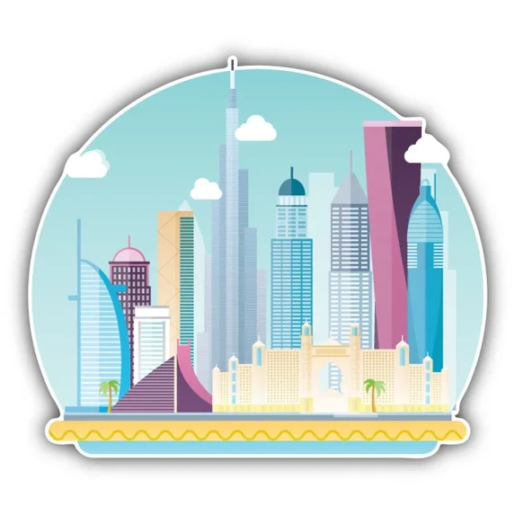 DOPASTICKER Dubai City View Sticker Decal Phone Decal Water Bottle ...