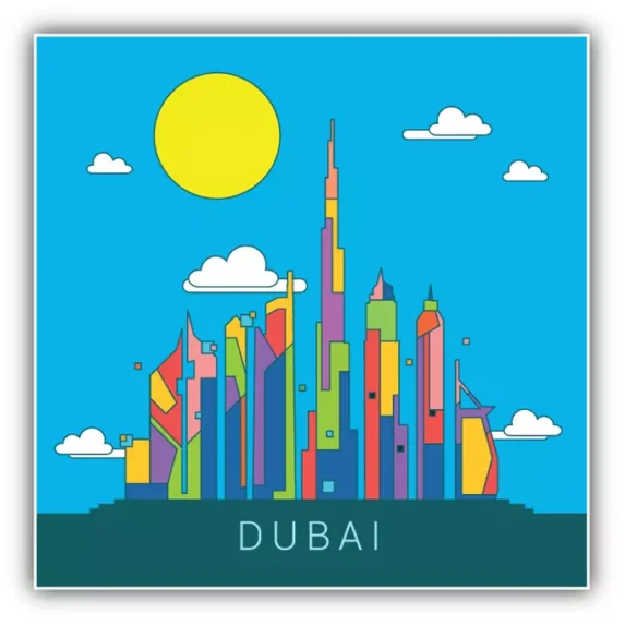 DOPASTICKER Dubai Skyline Landmark Sticker Decal Phone Decal Water ...