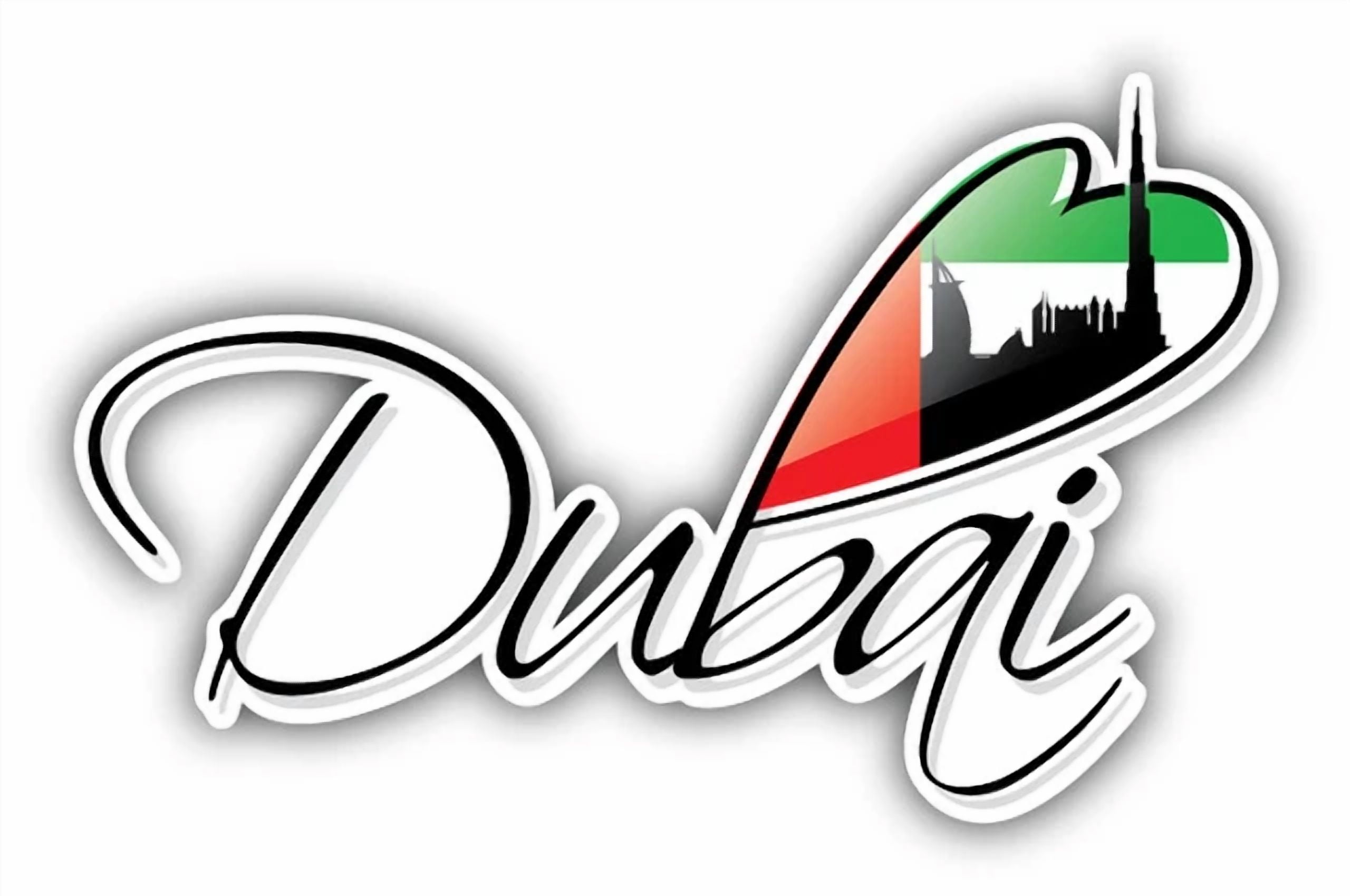 DOPASTICKER Dubai World Flag Heart Travel Sticker Decal Phone Decal ...