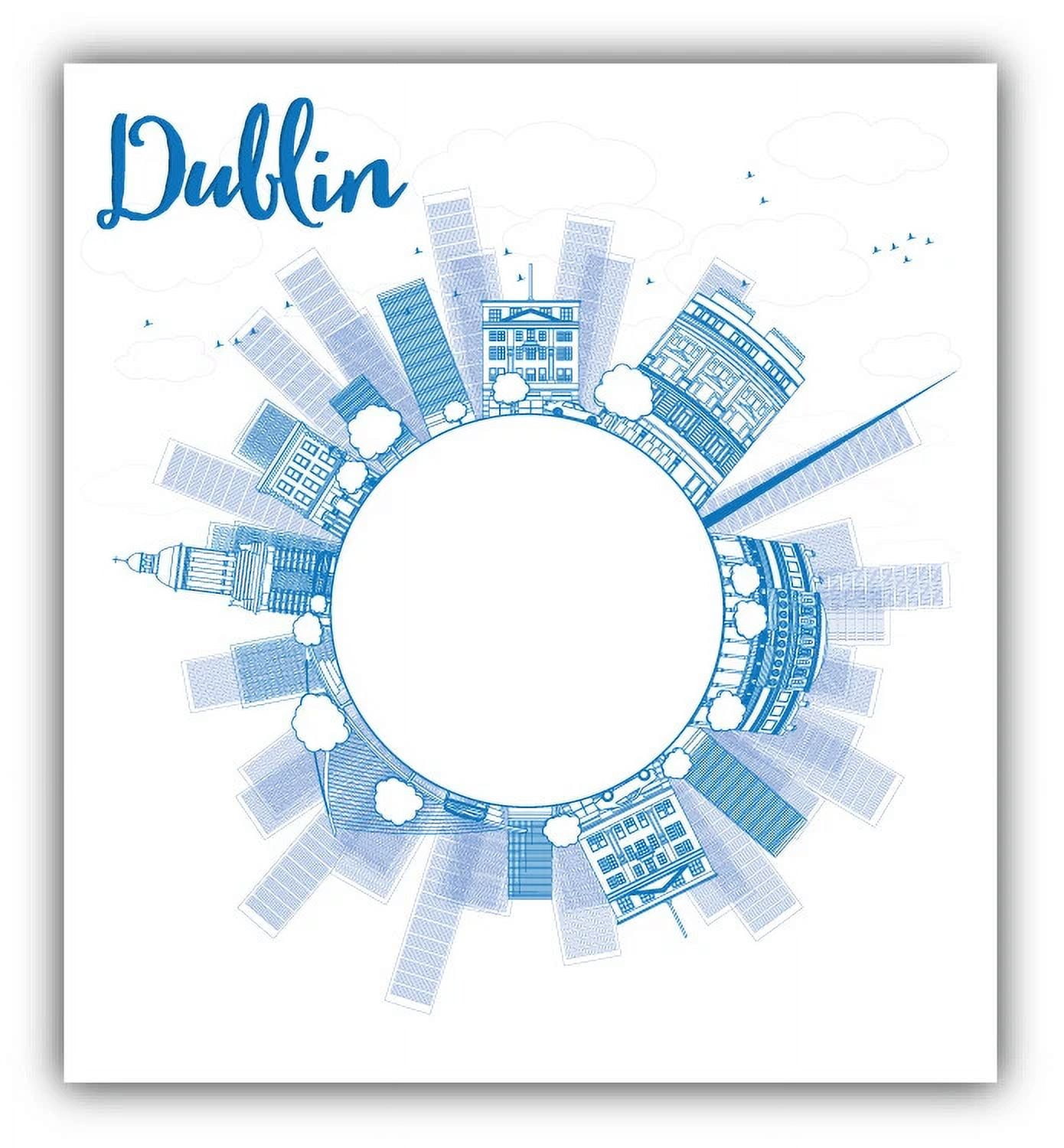 DOPASTICKER Dublin Skyline Travel Label Car Bumper Sticker Decal Gift ...