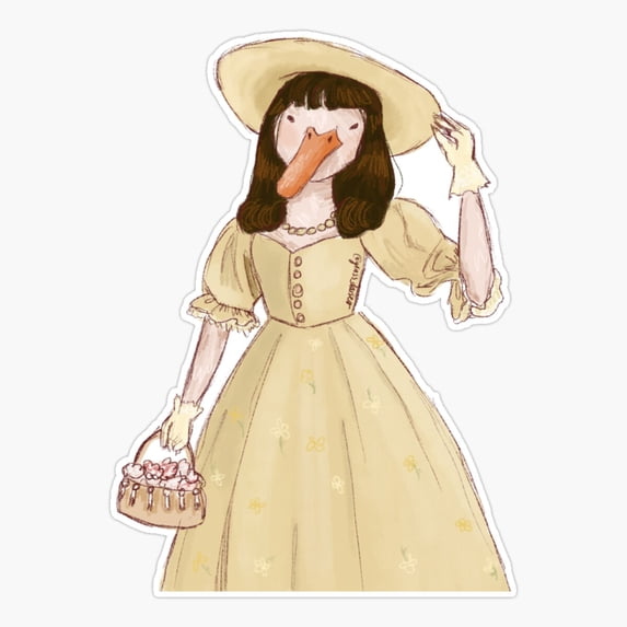 DOPASTICKER Duck Lady And Yellow Dress Sticker, Phone Sticker Car ...