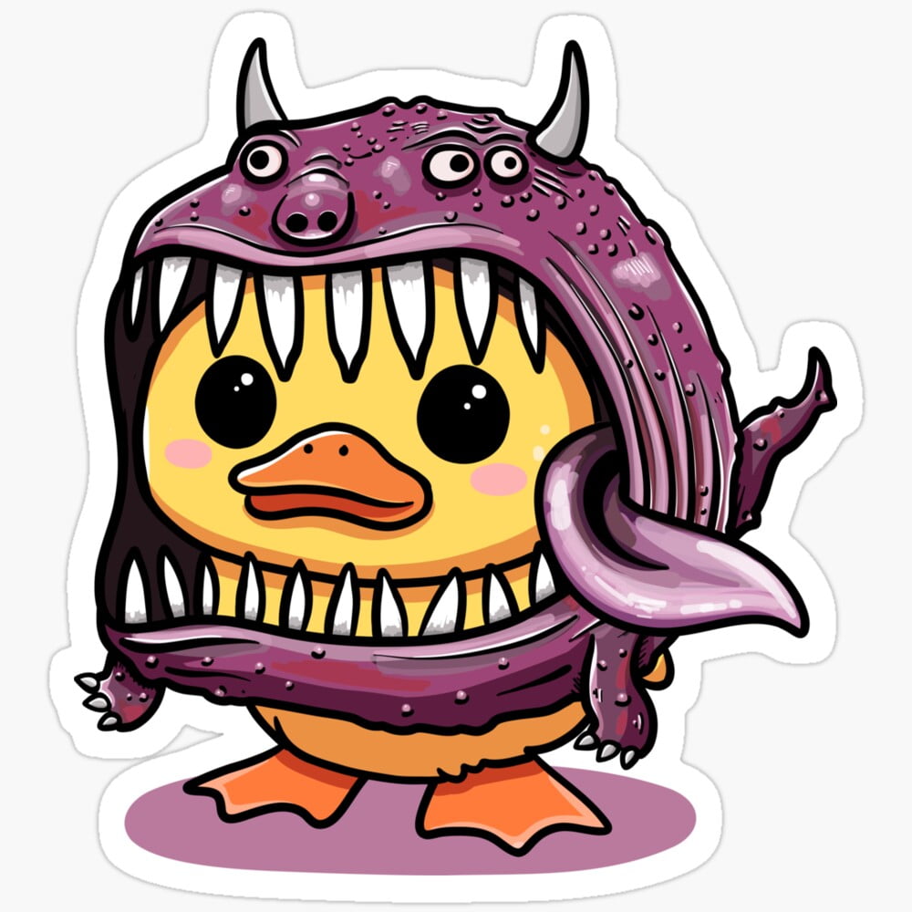 DOPASTICKER Duckie In A Monster Sticker Phone Decal Water Bottle ...