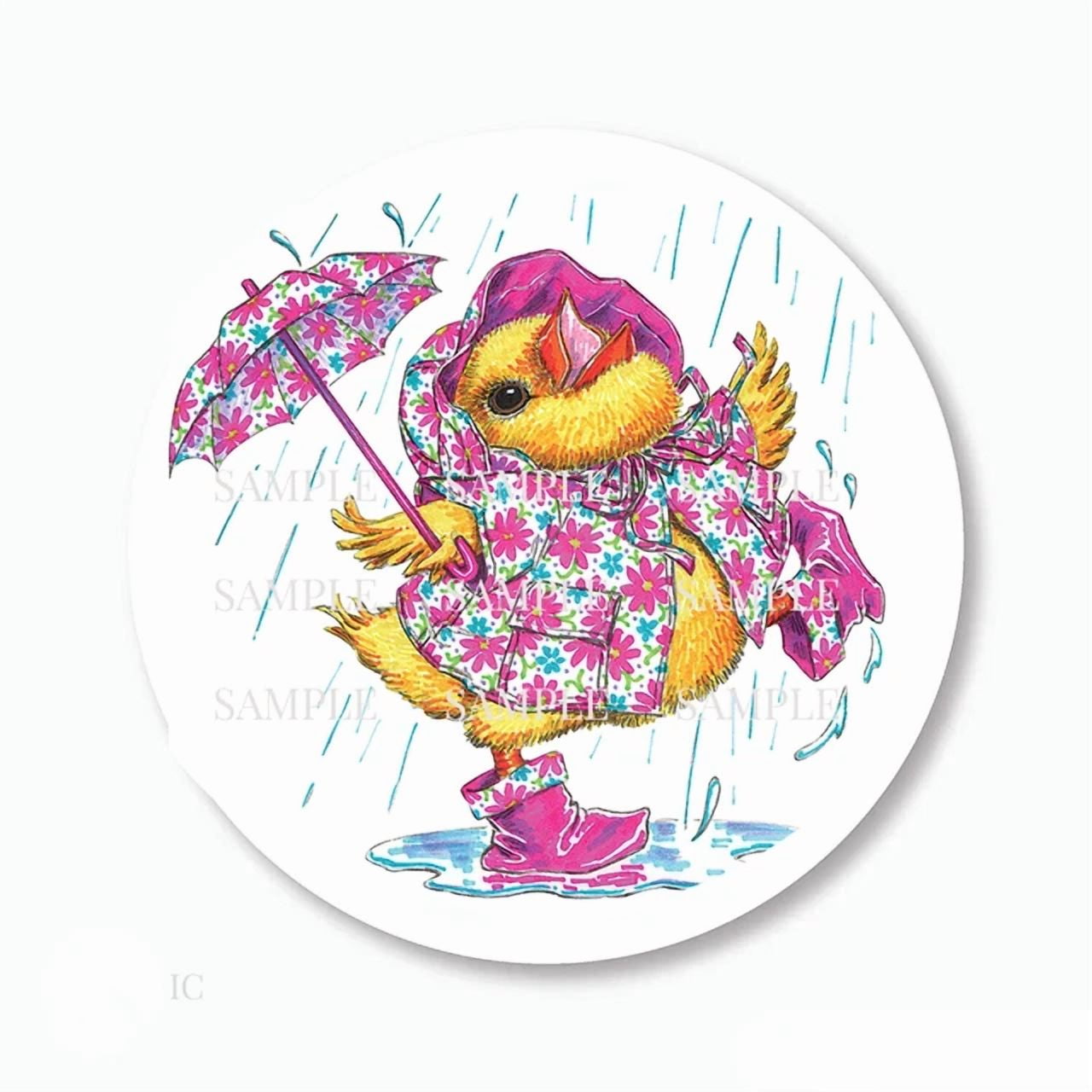 DOPASTICKER Duckie In The Rain Scrapbook Stickers Phone Decal Water ...