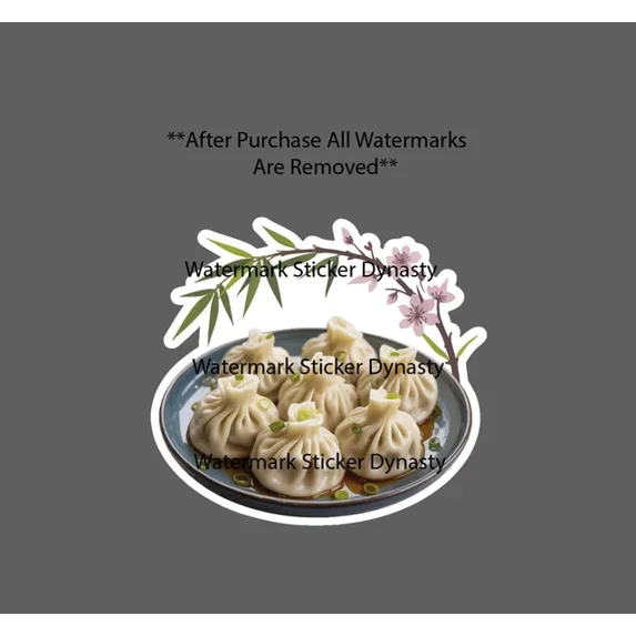 DOPASTICKER Dumplings Sticker Food Cherry Blossom Asian Cuisine Sticker ...