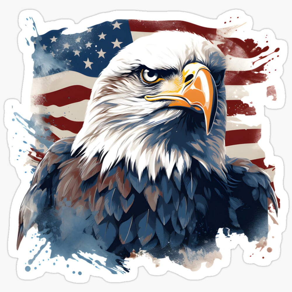 DOPASTICKER Eagle & American Flag Sticker Fourth Of July Sticker ...