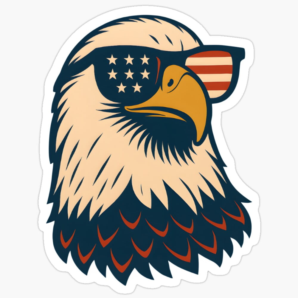 DOPASTICKER Eagle With American Flag Sunglasses Patriotic Design ...